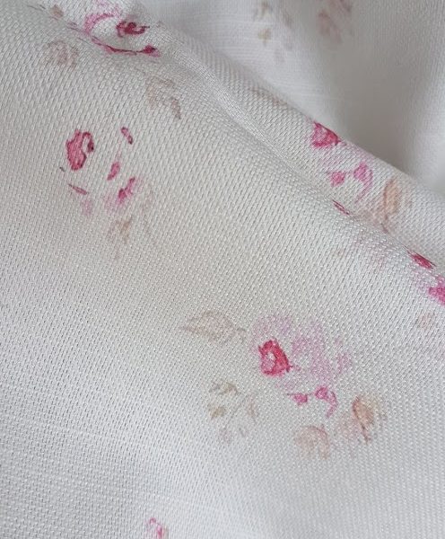 French Faded Roses Linen Fabric – Rose and Foxgloves