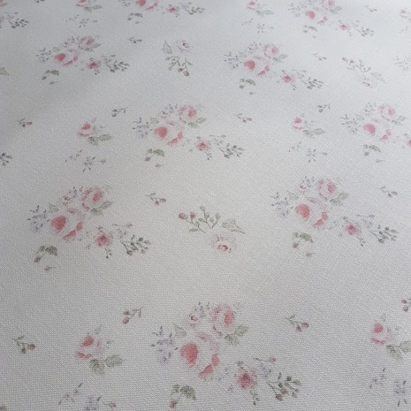 Faded Country Roses on Ivory Linen – Rose and Foxgloves