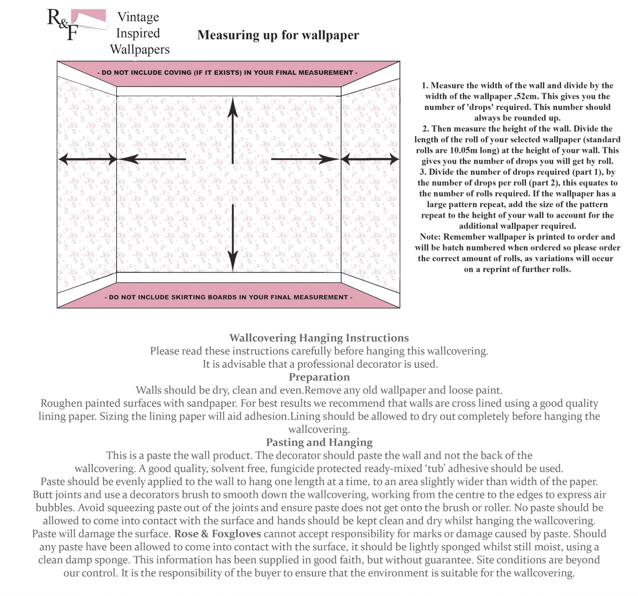 Measuring and hanging your wallpaper – Rose and Foxgloves